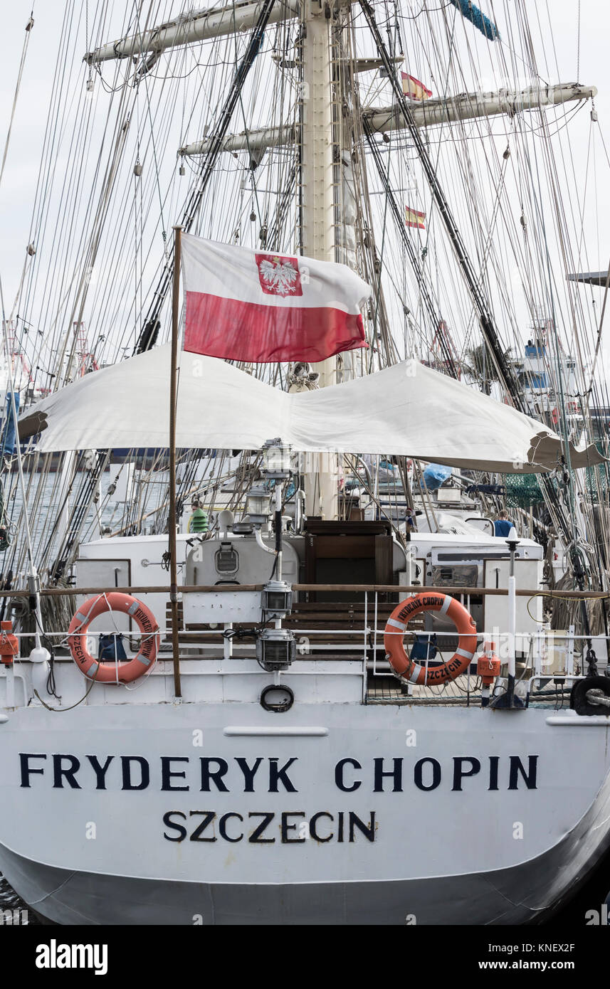 Fryderyk Chopin is a Polish brig-rigged sailing-ship Stock Photo - Alamy