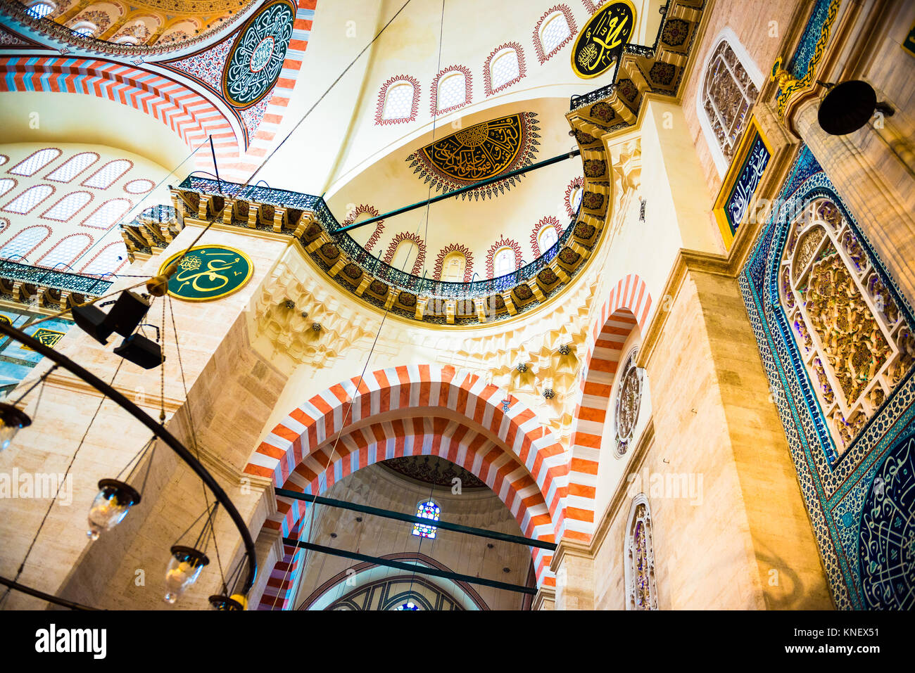 Interior decoration and artworks of Suleymaniye mosque.Walls,Ceiling ...