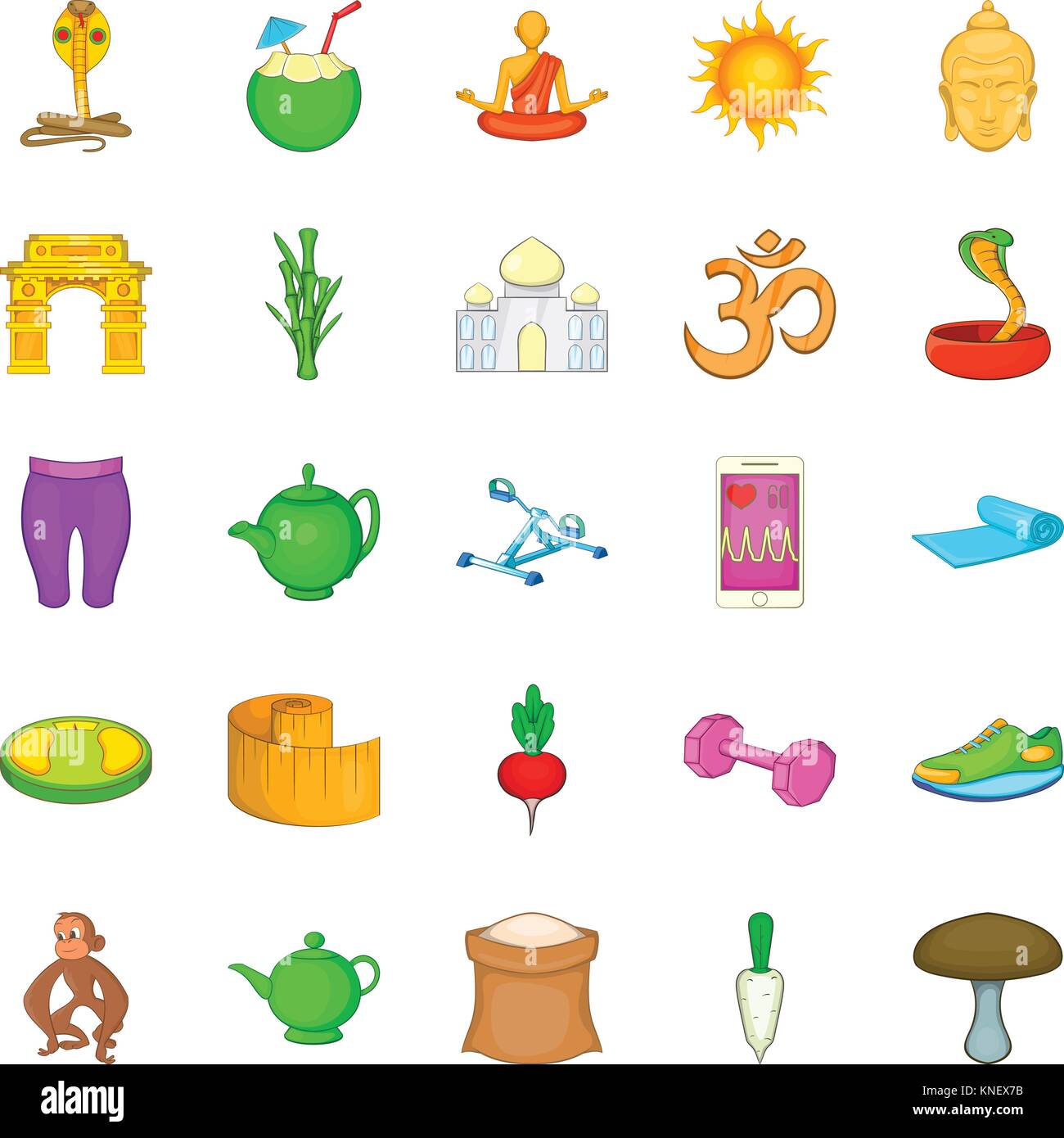 Yoga center icons set, cartoon style Stock Vector Image & Art - Alamy