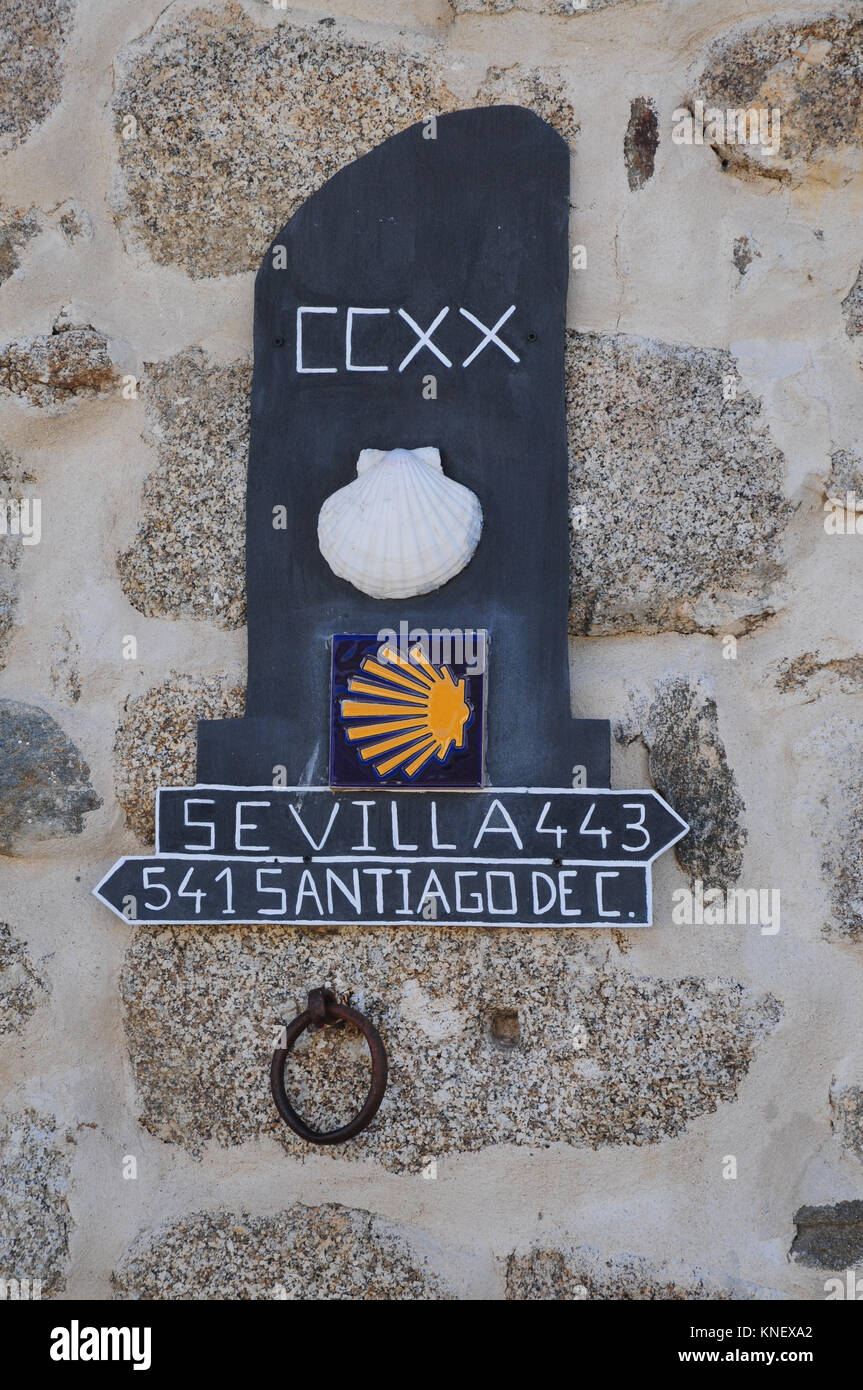 Signposting for the Via de la Plata pilgrim route which runs from ...