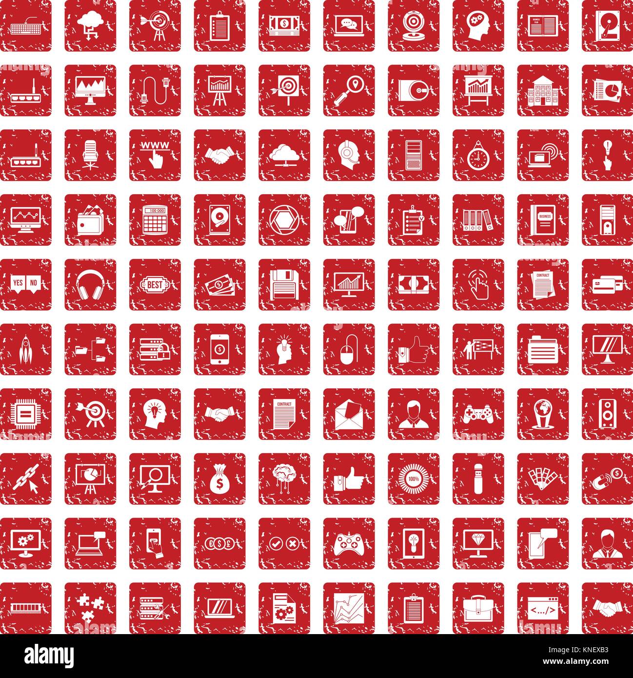 100 web development icons set grunge red Stock Vector Image & Art - Alamy