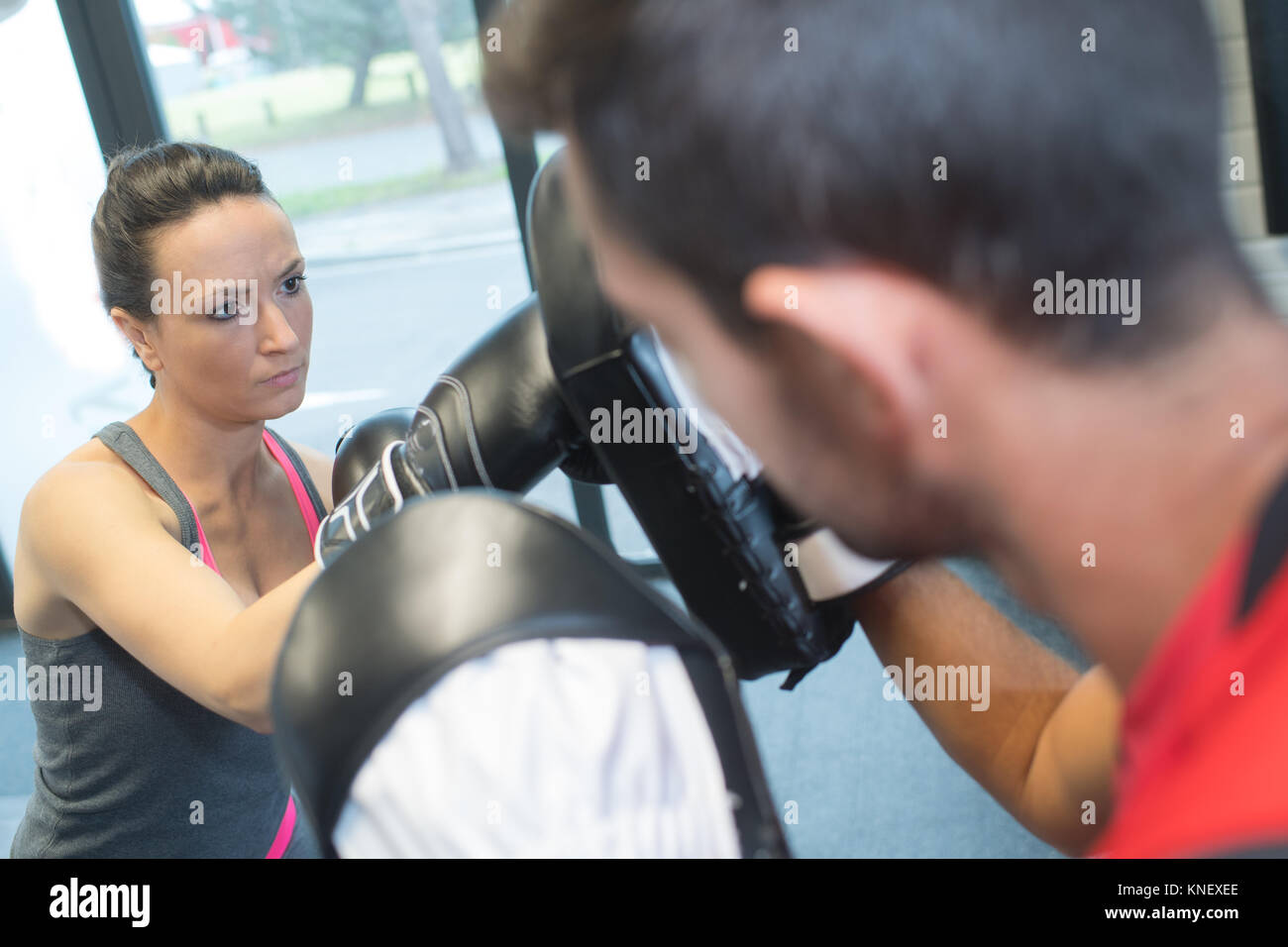 male and female boxer with fighting stance Stock Photo - Alamy