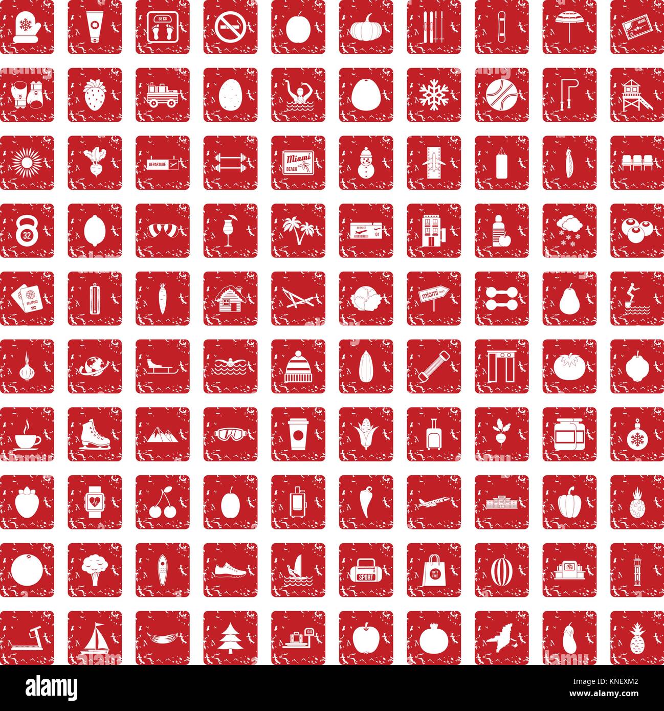 100 wellness icons set grunge red Stock Vector Image & Art - Alamy