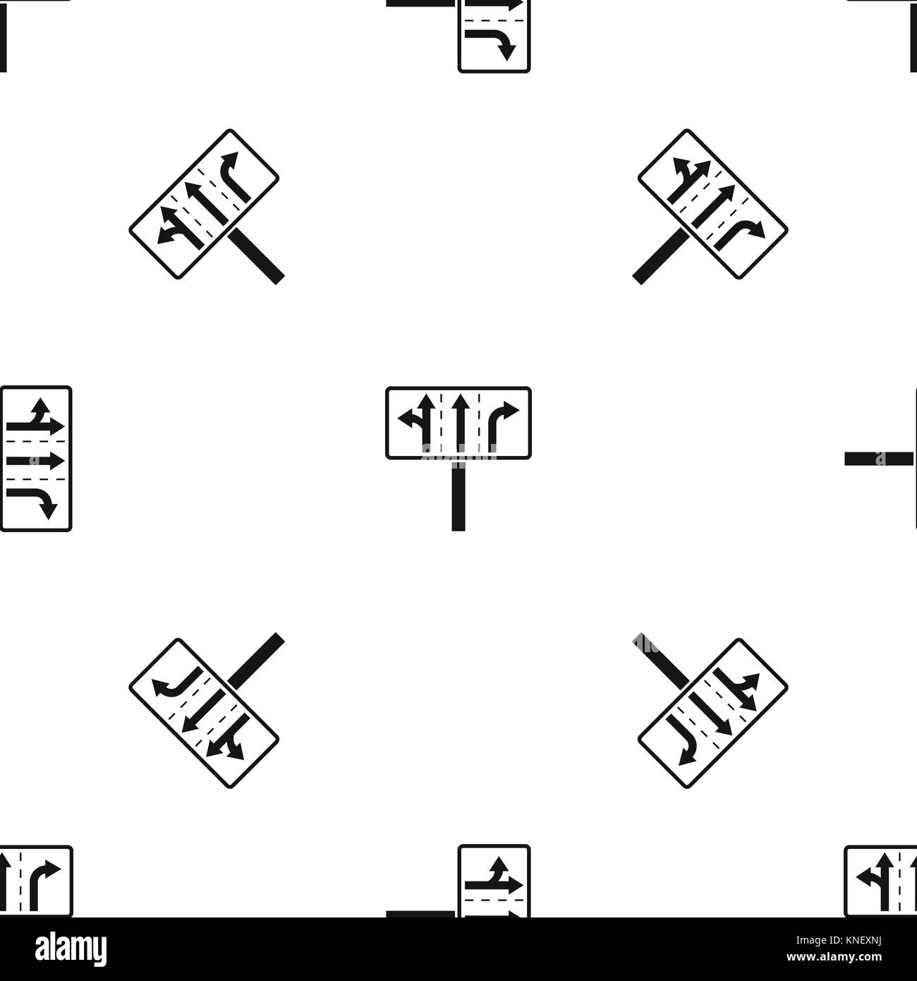 Traffic lanes at crossroads junction pattern seamless black Stock ...