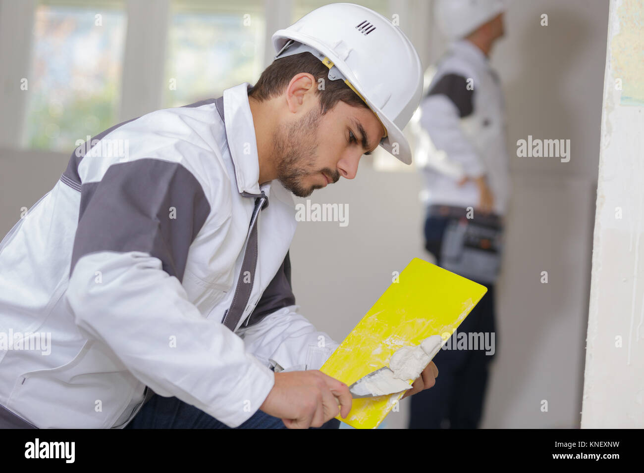 application of the plaster on the wall Stock Photo - Alamy