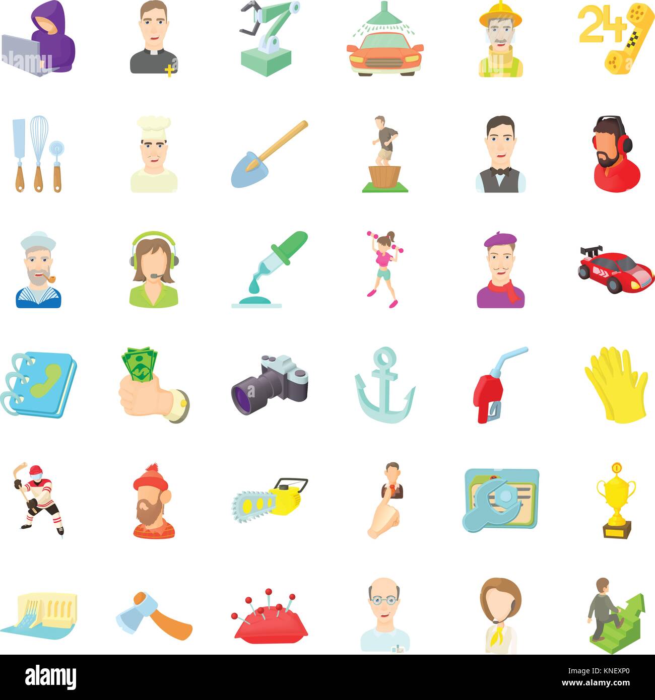 Worker icons set, cartoon style Stock Vector Image & Art - Alamy