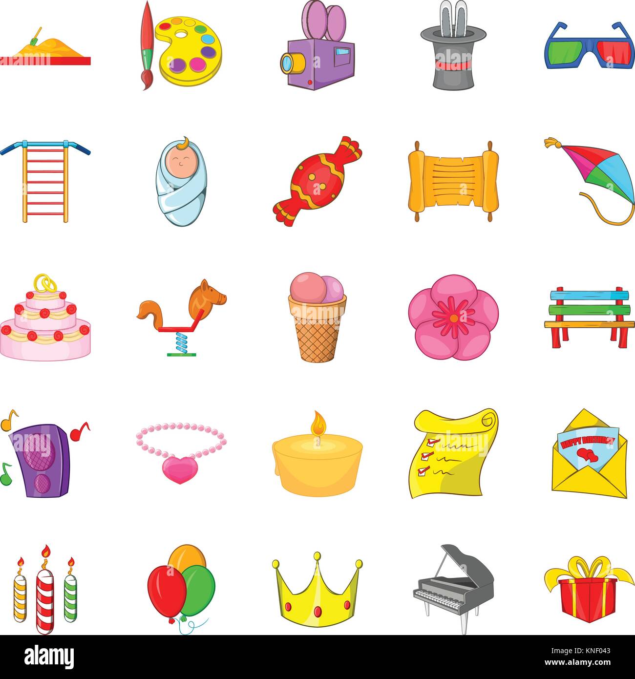 Birthday icons set, cartoon style Stock Vector Image & Art - Alamy