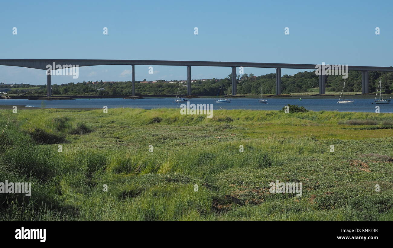 Road bridge over the River Orwell Stock Photo - Alamy