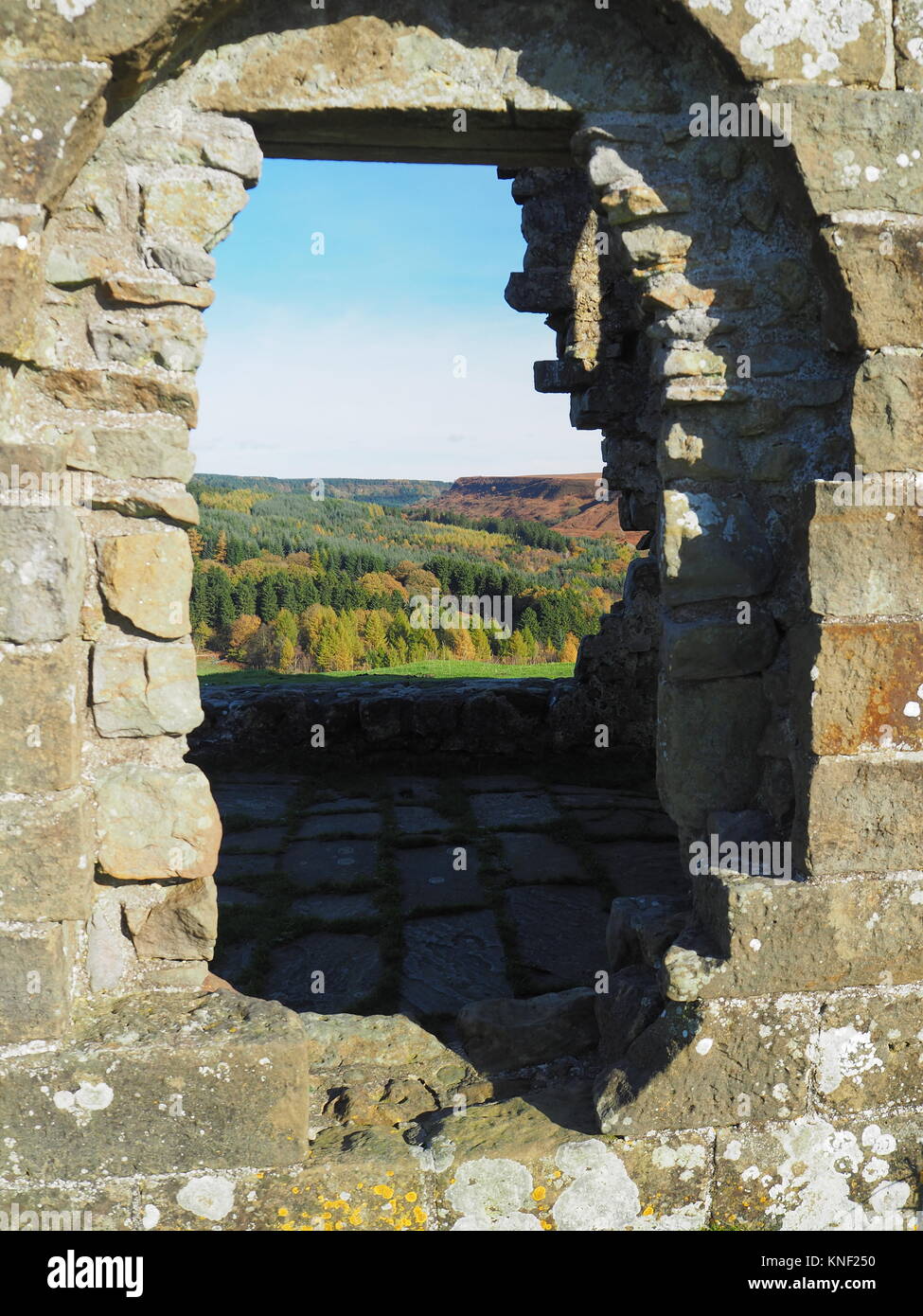 View through a window of the ruins of Skelton Tower Stock Photo - Alamy