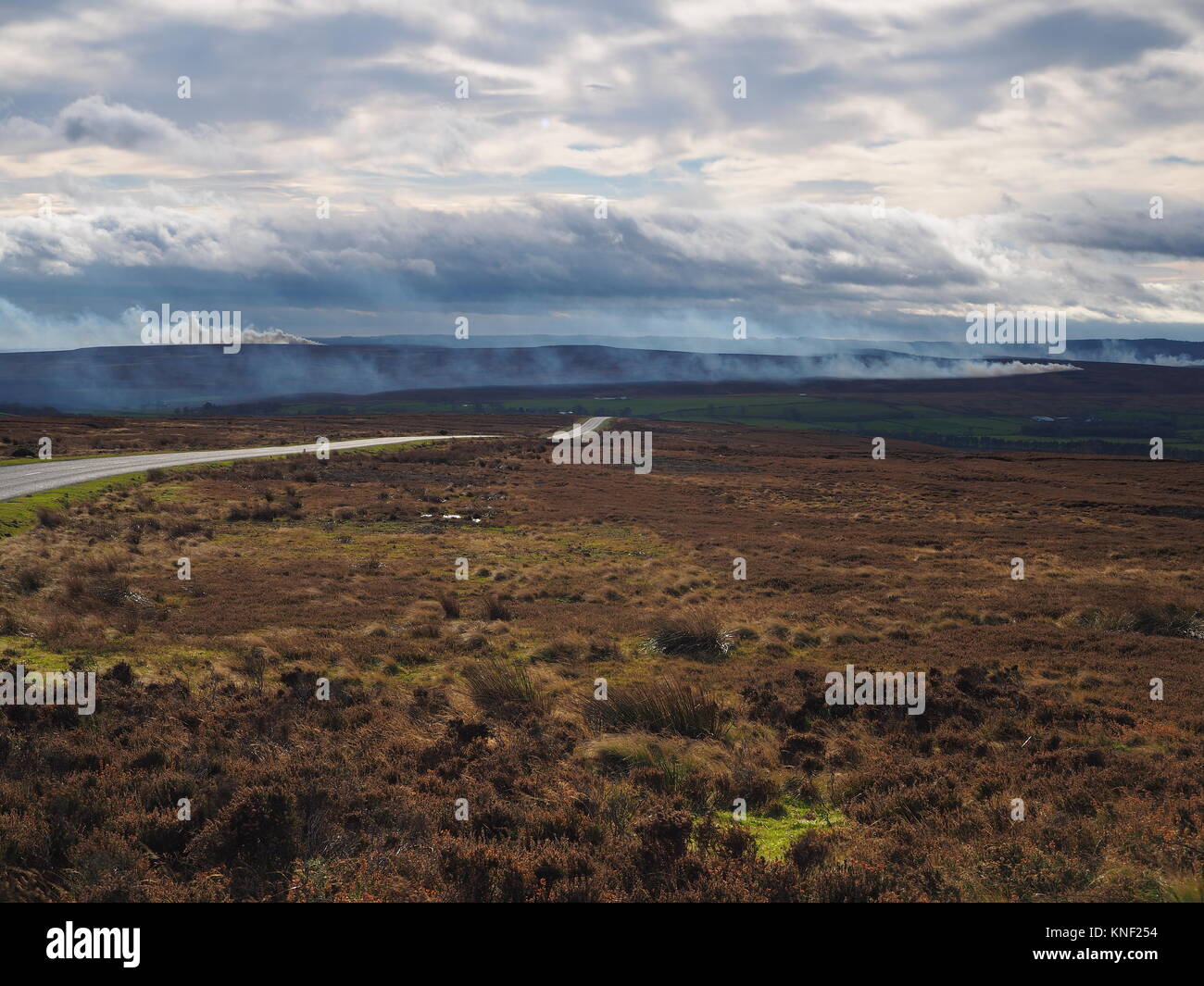 Burning of the heather in the autumn on the moors Stock Photo - Alamy