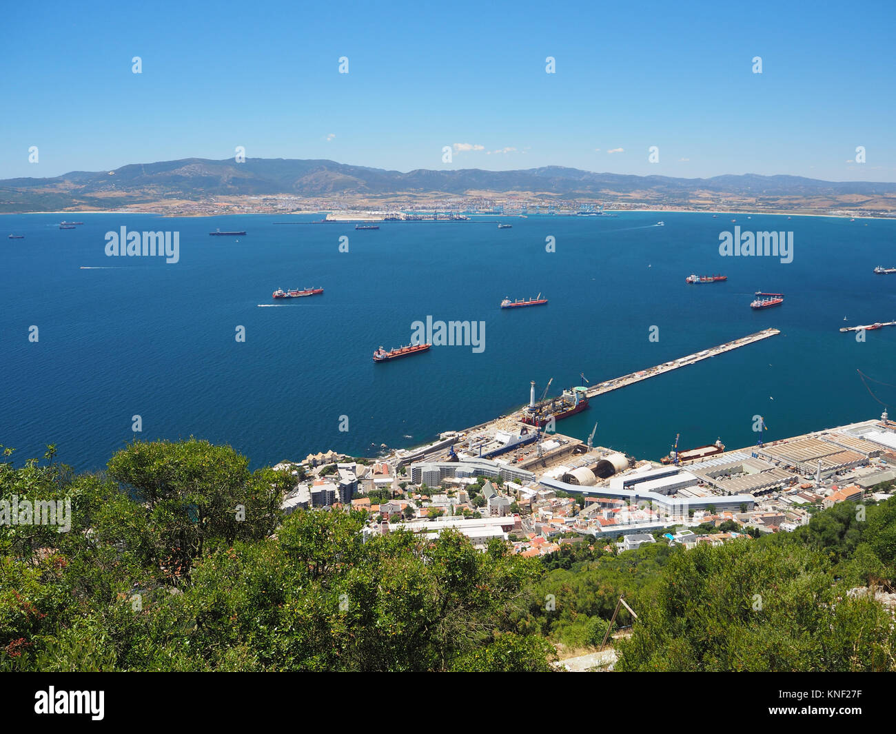 Container and cargo ships around the Rock of Gibraltar Stock Photo - Alamy