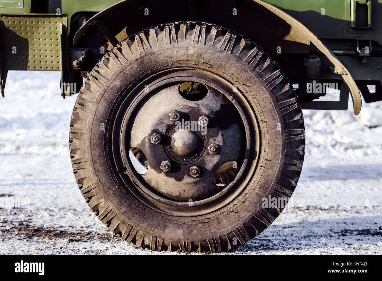 old Winter tyres in extreme cold temperature Stock Photo - Alamy