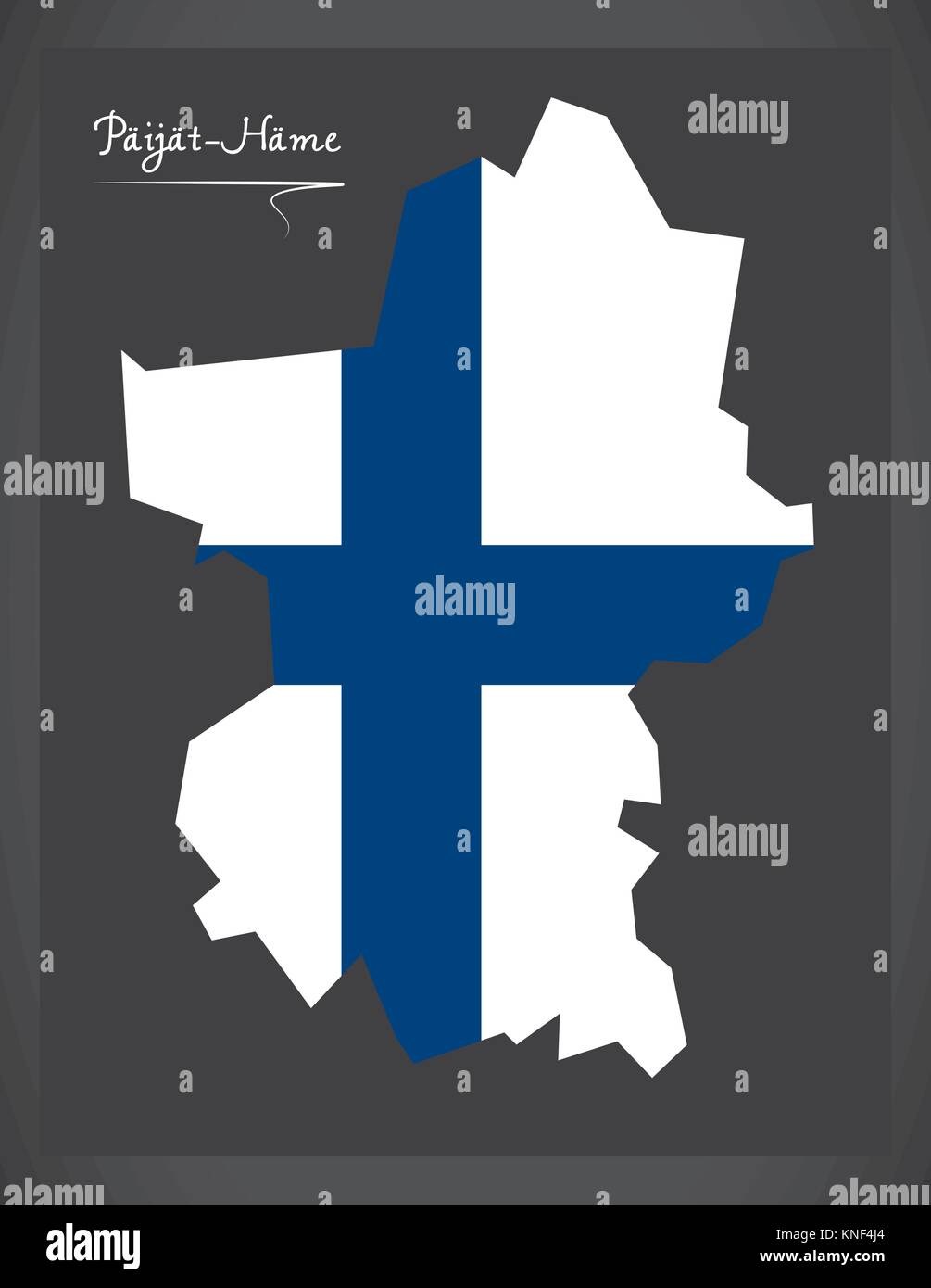 Paijat-Hame map of Finland with Finnish national flag illustration ...