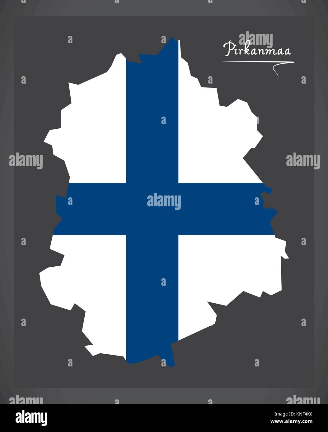 Pirkanmaa map of Finland with Finnish national flag illustration Stock ...