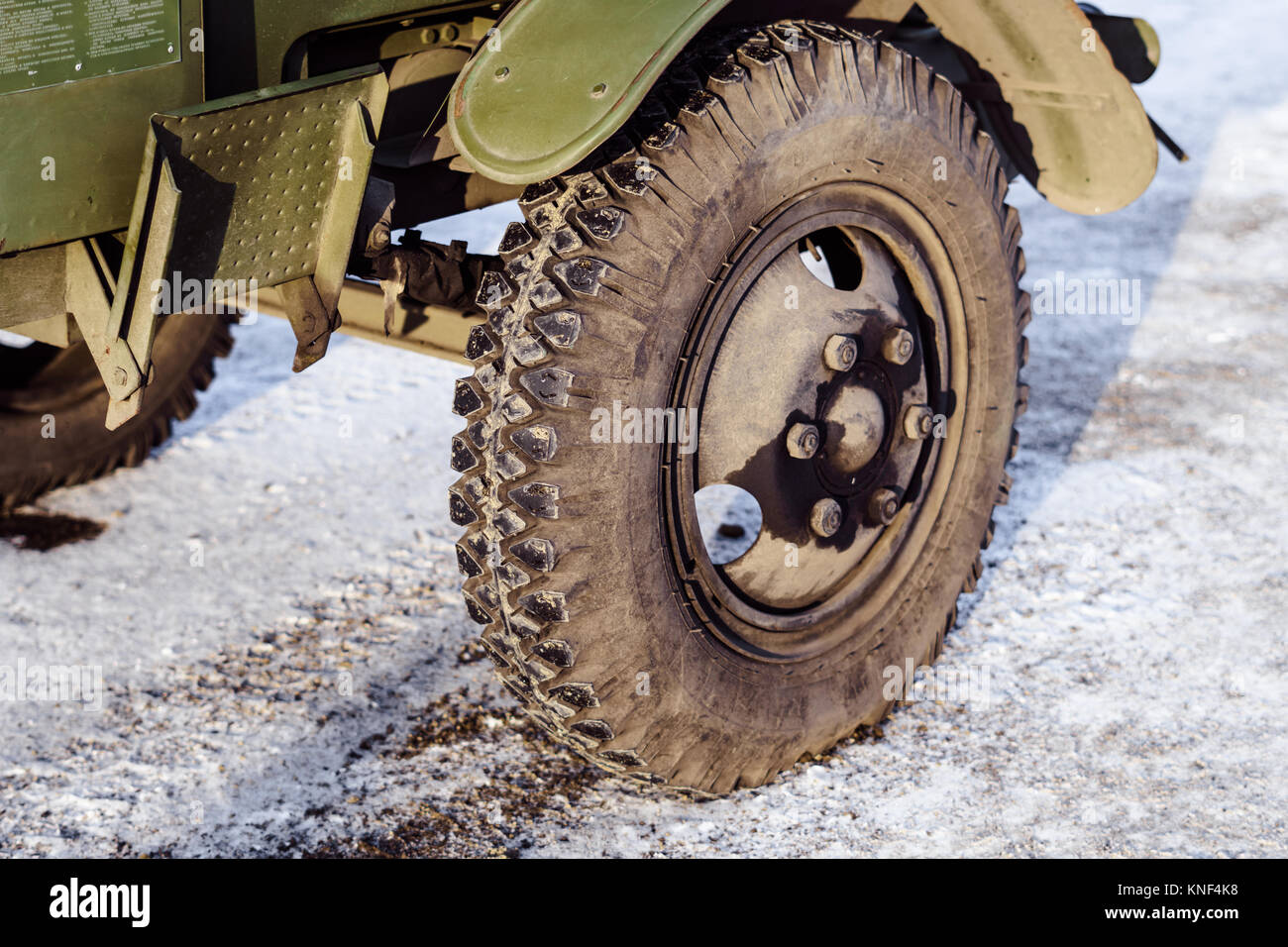 old Winter tyres in extreme cold temperature Stock Photo - Alamy