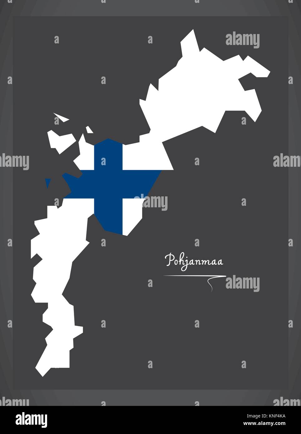 Pohjanmaa map of Finland with Finnish national flag illustration Stock ...