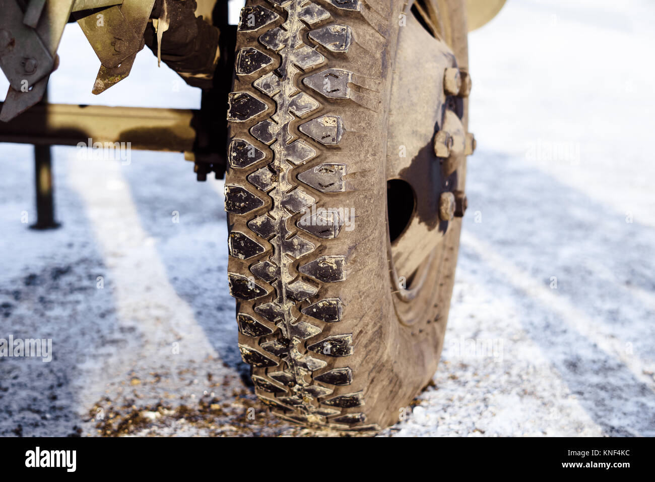 old Winter tyres in extreme cold temperature Stock Photo - Alamy