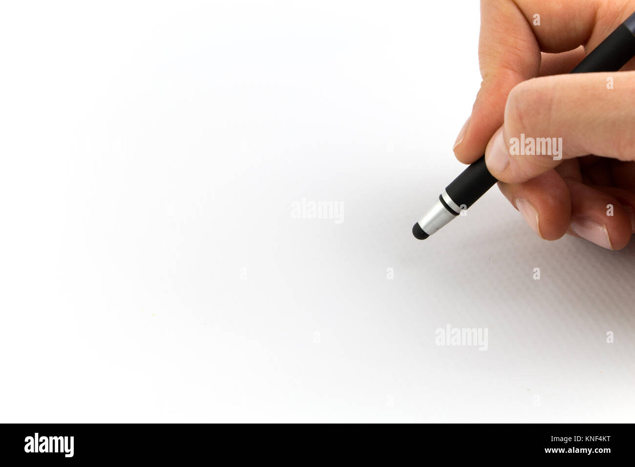 Hand holding digital stylus isolated on white background Stock Photo ...