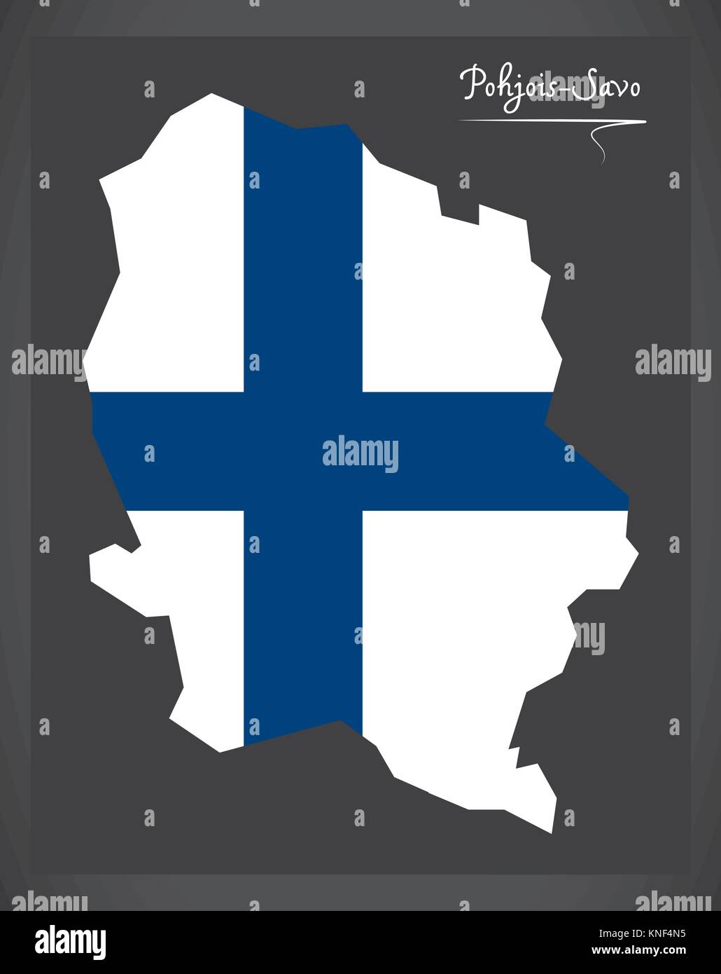 Pohjois-Savo map of Finland with Finnish national flag illustration ...