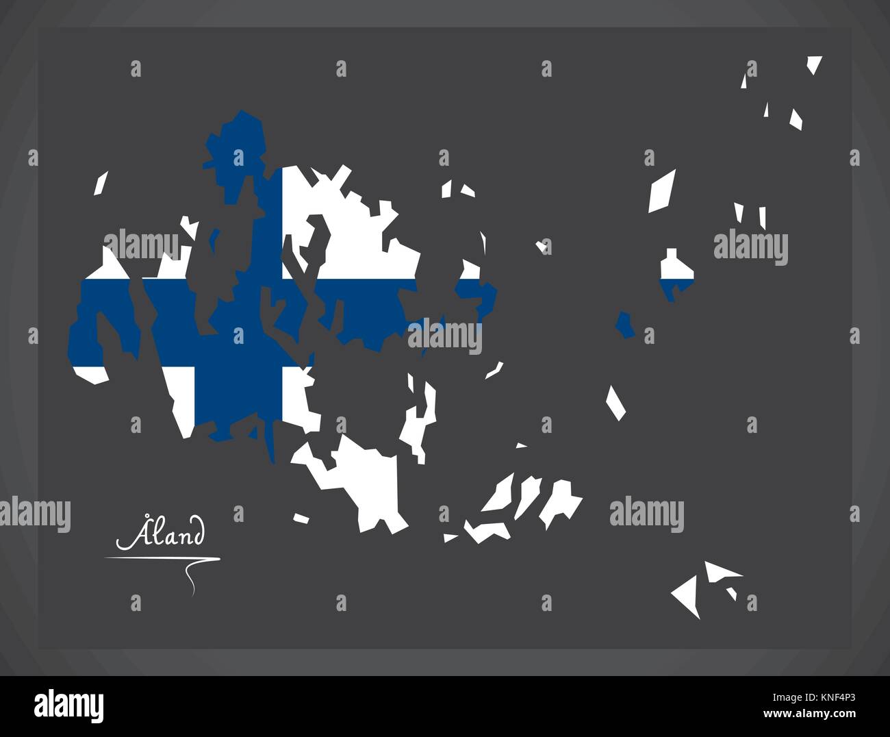 Aland map of Finland with Finnish national flag illustration Stock ...