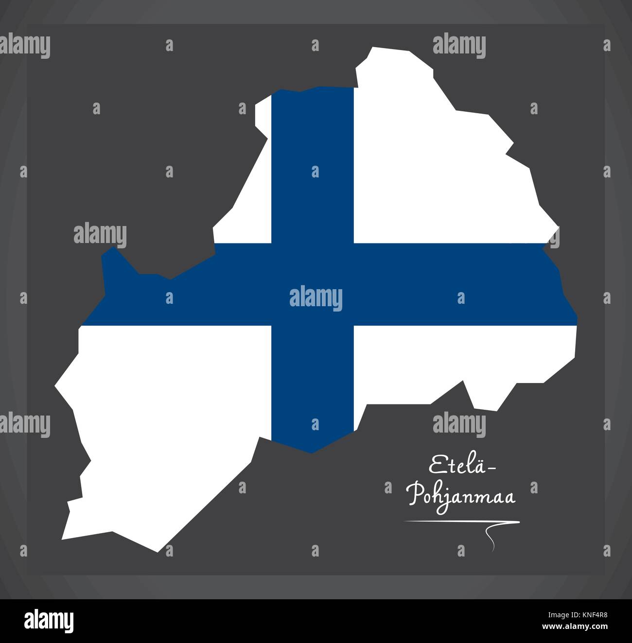 Etela-Pohjanmaa map of Finland with Finnish national flag illustration ...