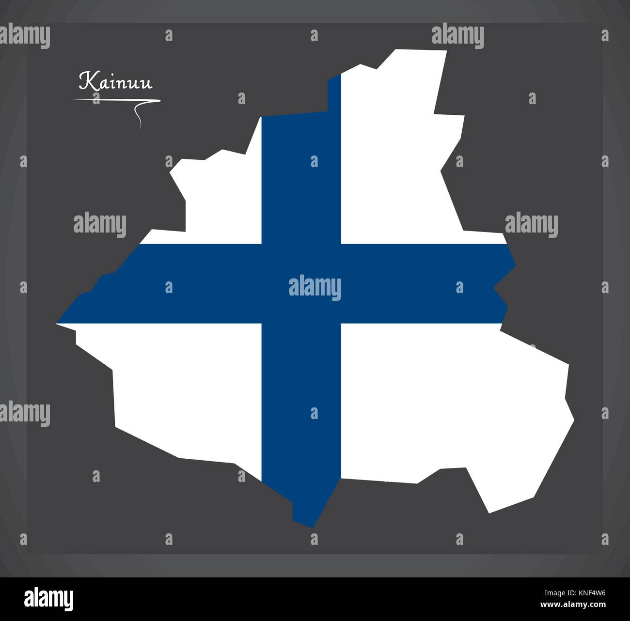 Kainuu map of Finland with Finnish national flag illustration Stock ...
