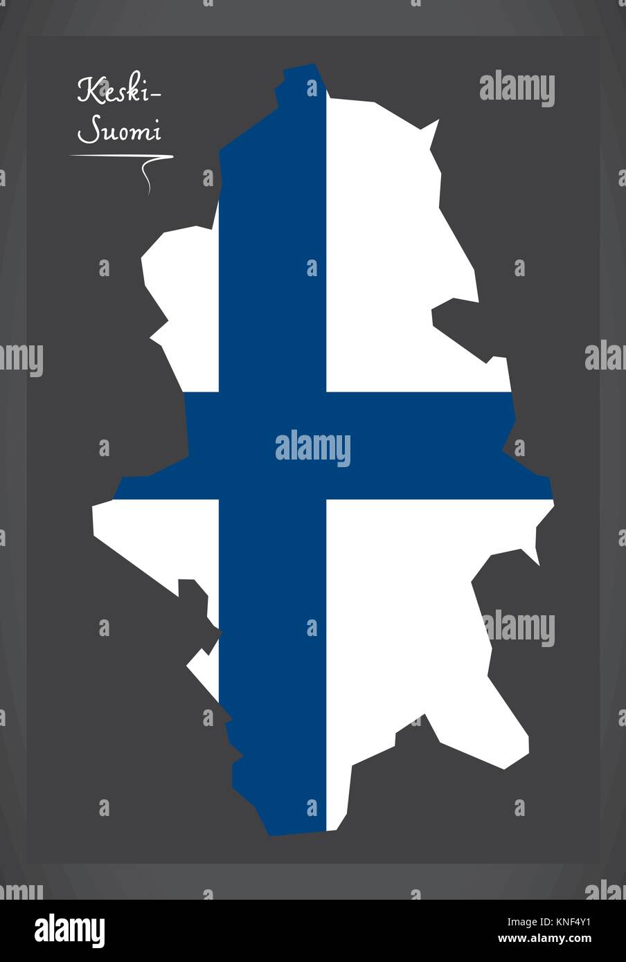 Keski-Suomi map of Finland with Finnish national flag illustration ...