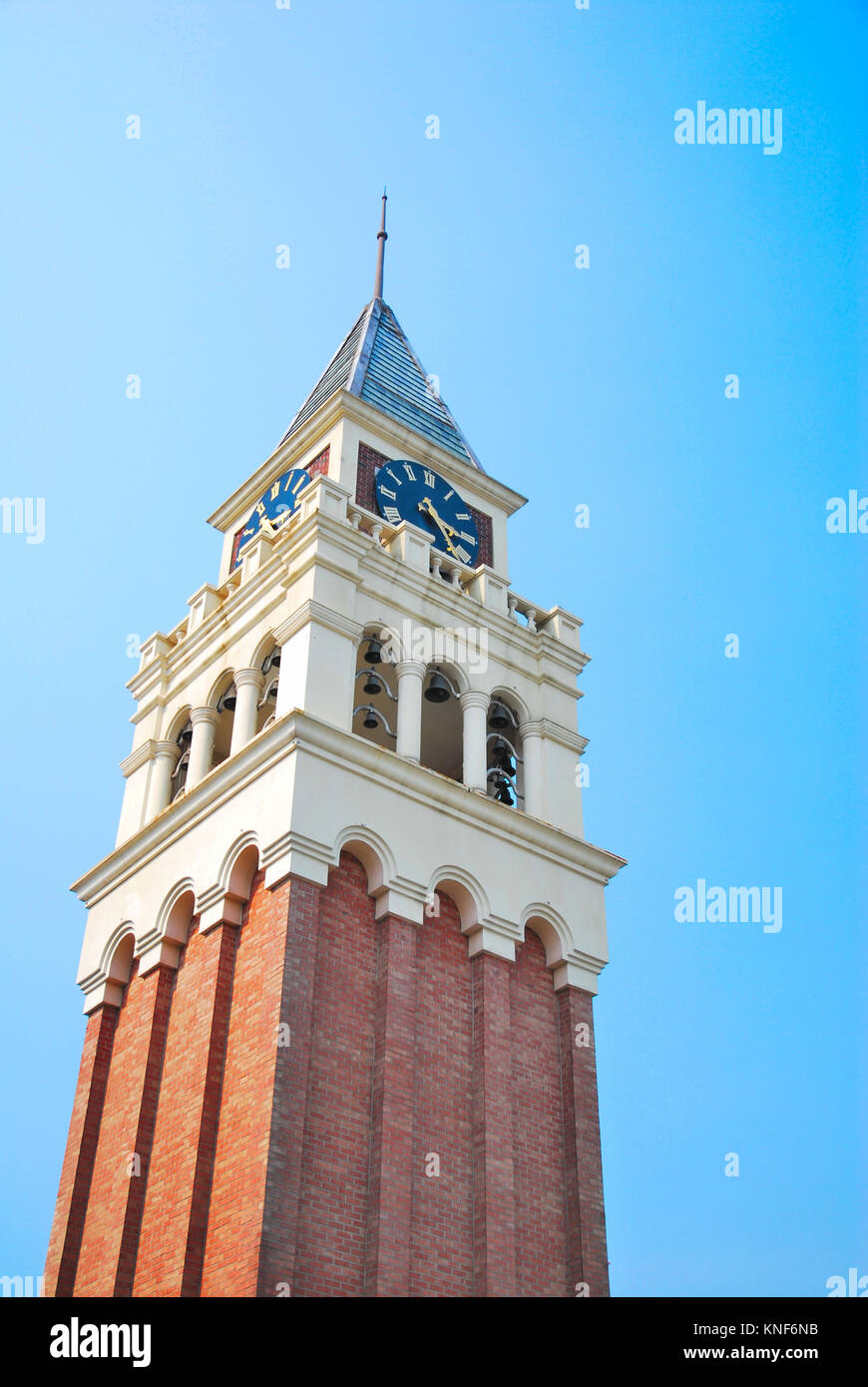 Detailed architecture of towering majestic clock tower. Symbolizes the ...