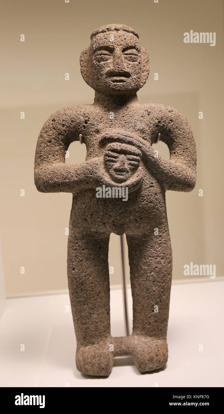 Precolombian. Male figure holding a trophy head. Costa Rica. 1000-1500 ...