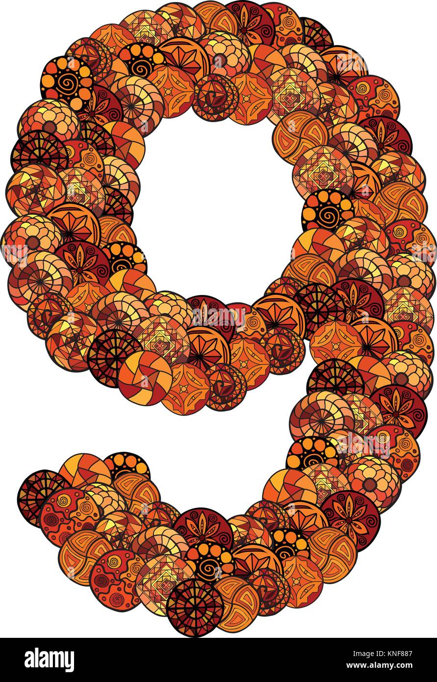 abstract vector font, made of ethnic elements - number nine Stock ...