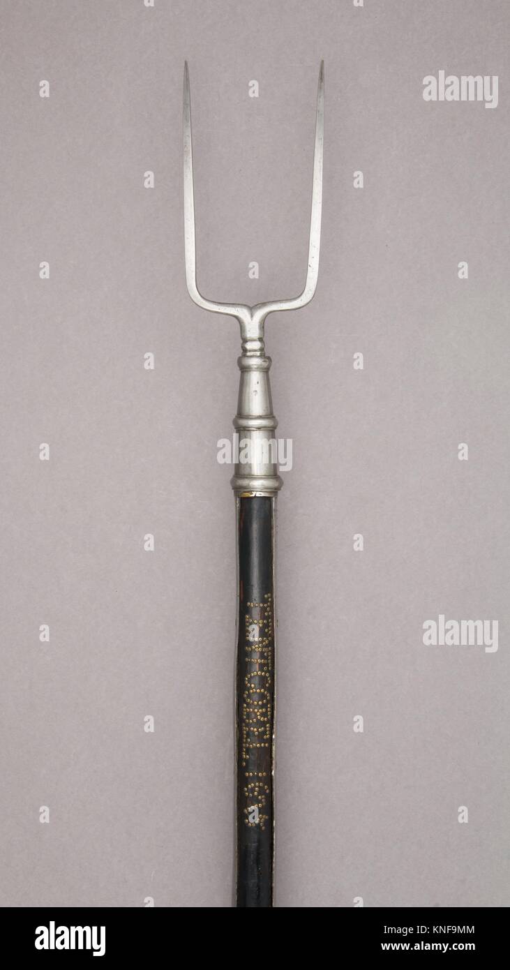 Military Fork. Date: dated 1675; Culture: German; Medium: Steel, wood ...