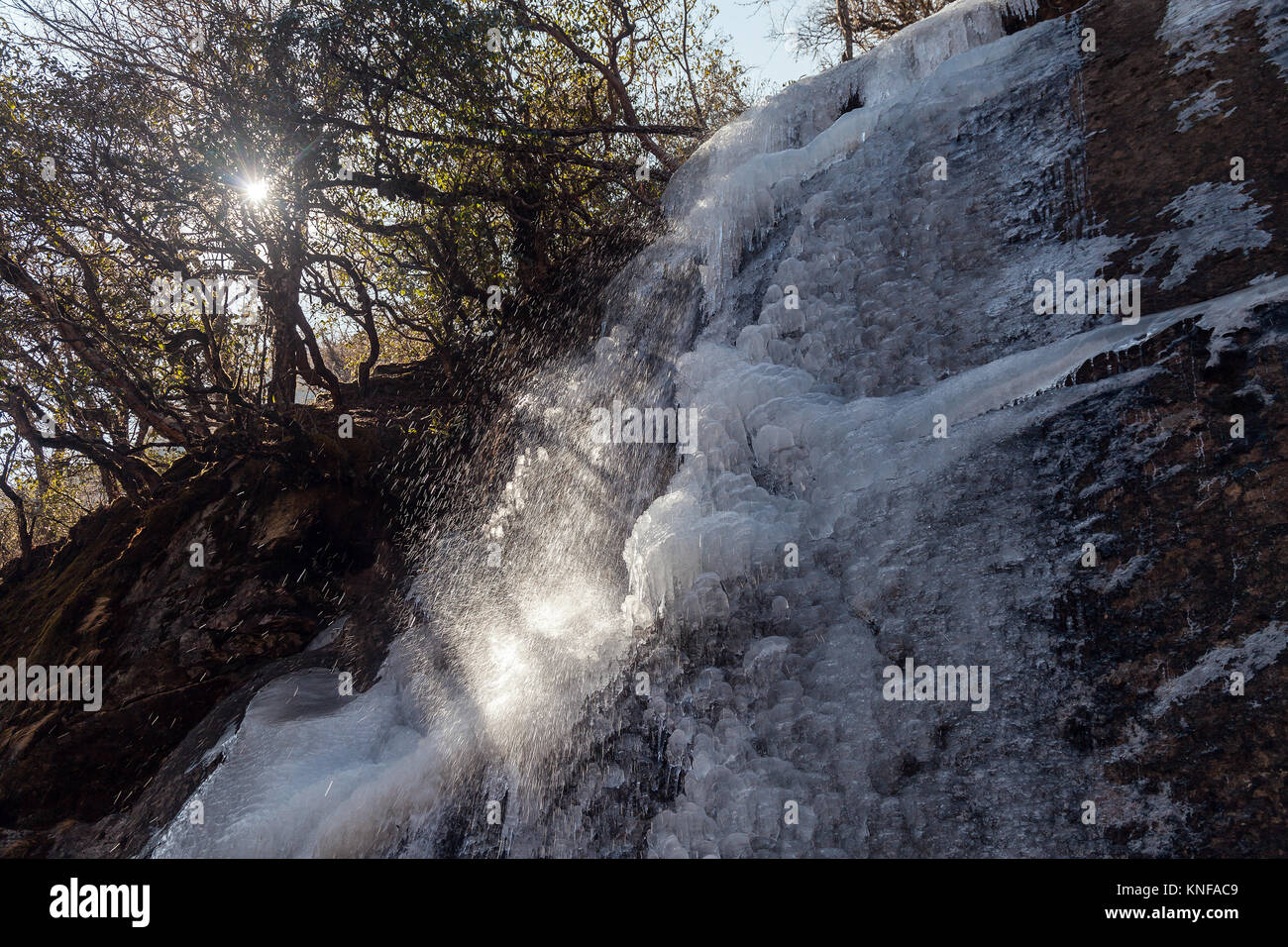 Frozen waterfall. Nature background. Ice waterfall in winter Stock ...
