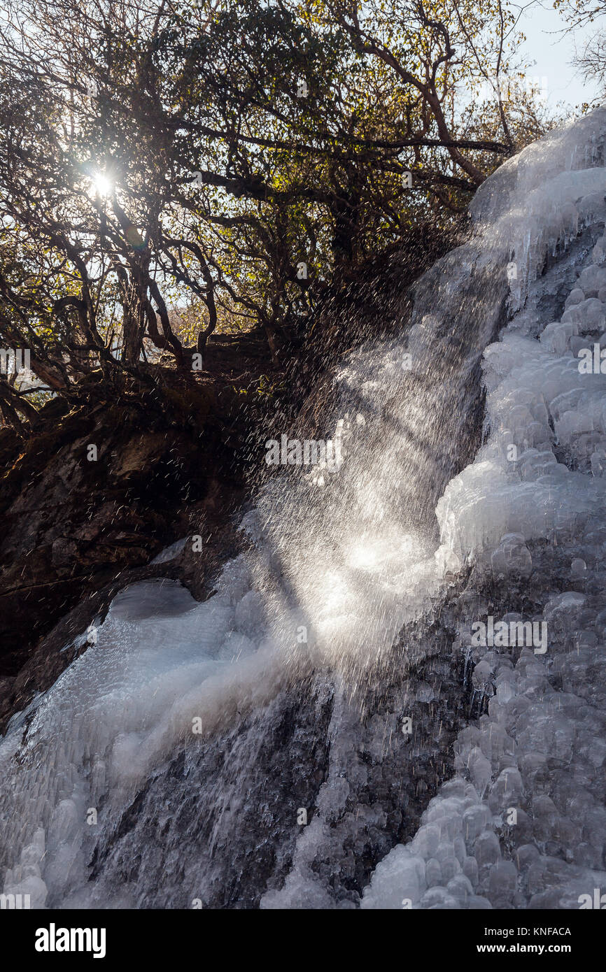 Frozen waterfall. Nature background. Ice waterfall in winter Stock ...