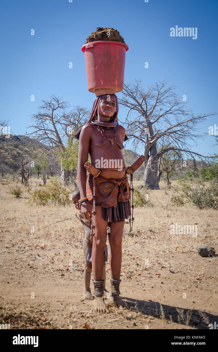 Cunene Province, Angola, Africa: Young Himba or Muhimba tribe woman ...