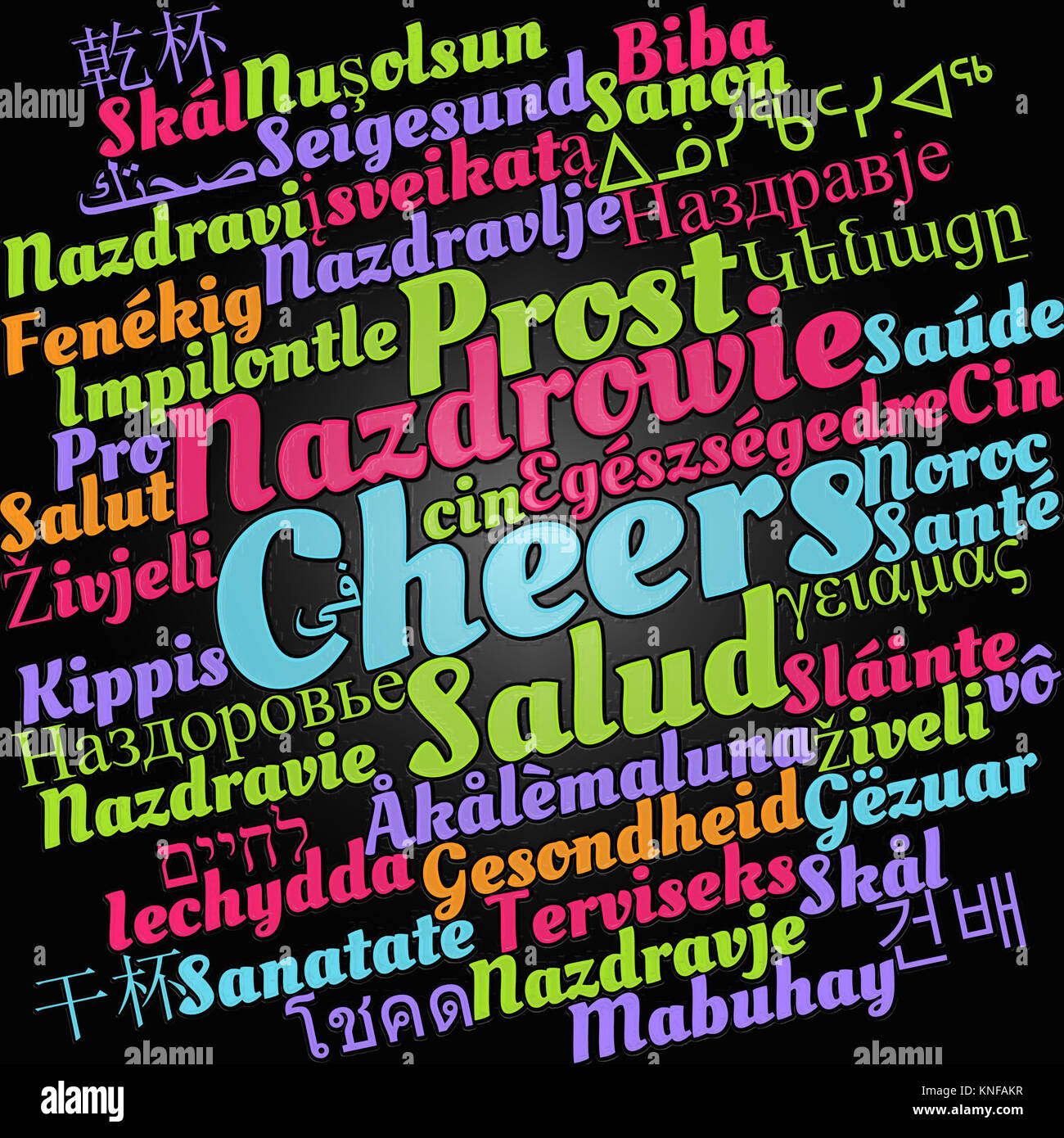 Cheers word cloud concept in different languages Stock Photo - Alamy