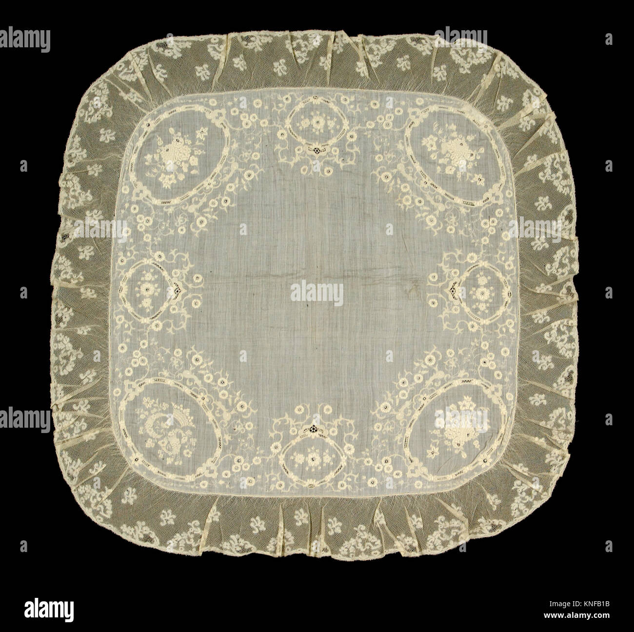 This historical handkerchief demonstrates textile craftsmanship ...