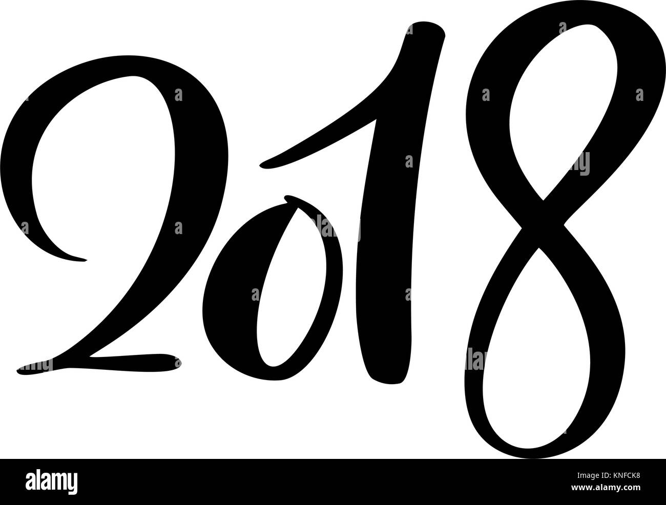 Black number christmas 2018 hand drawn lettering on white background ...