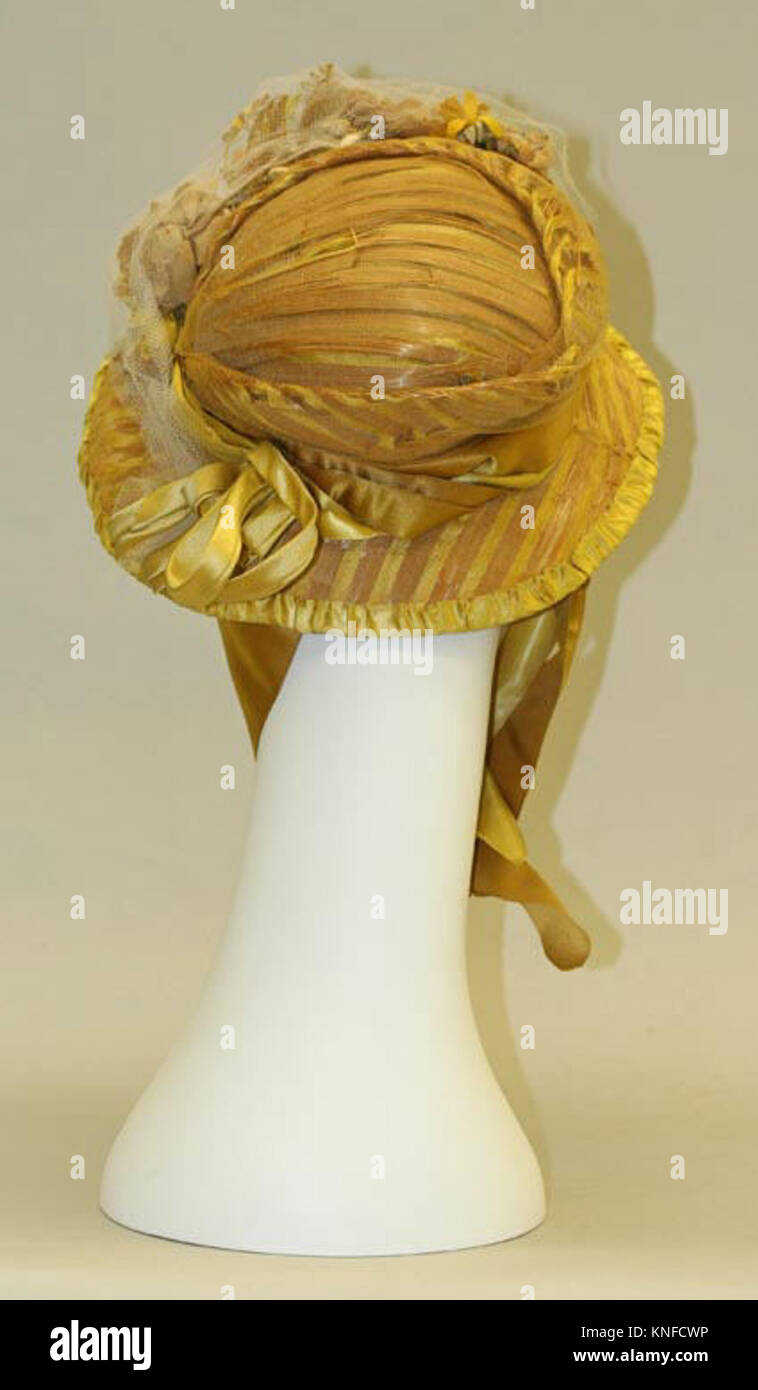 This bonnet is a historical example of 18th-century headwear ...