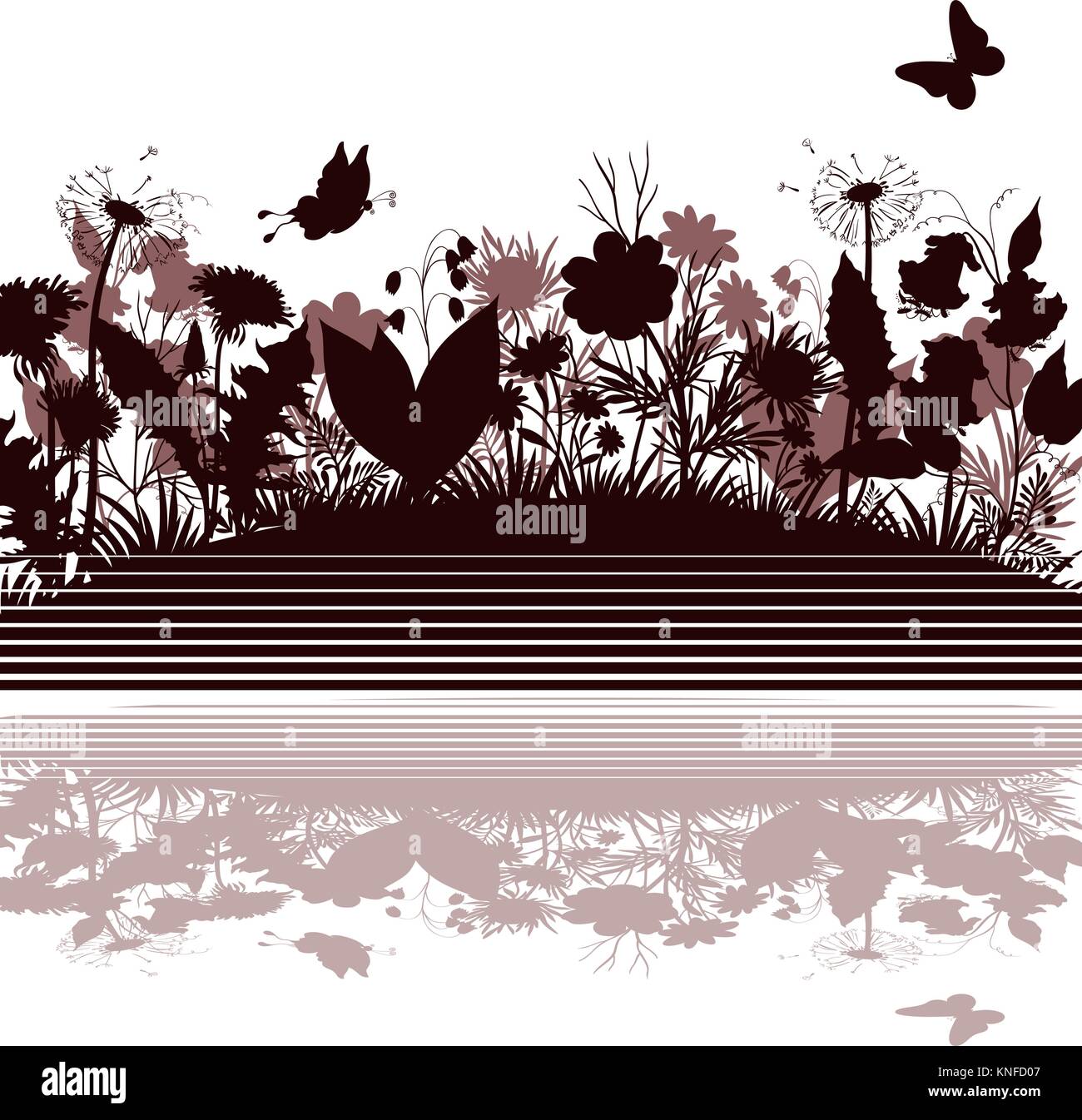 Blooming flower with butterfly Stock Vector Images - Alamy