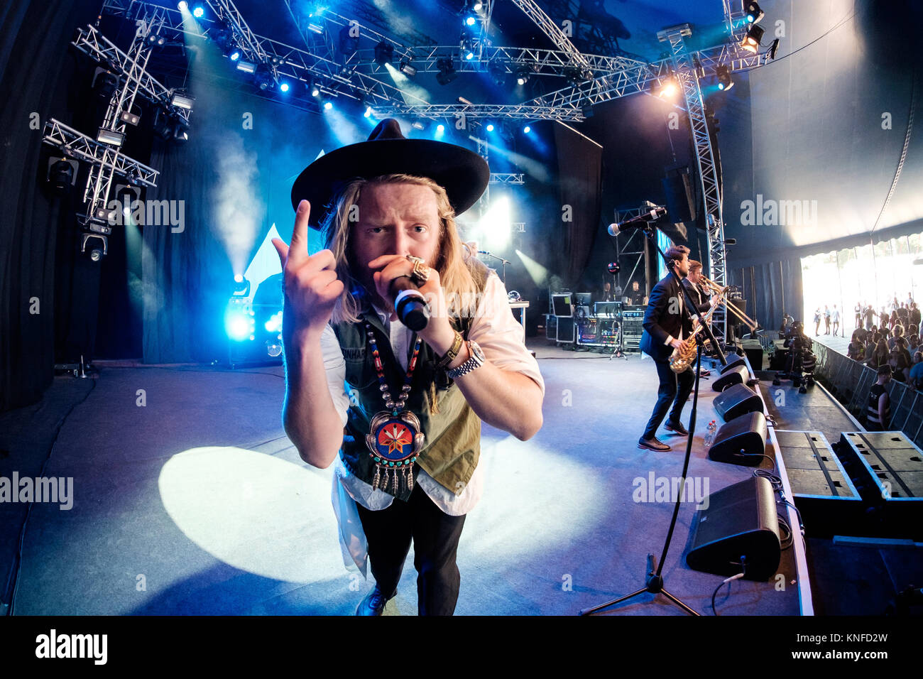 The Swedish band Movits performs a live concert at Swiss music festival ...