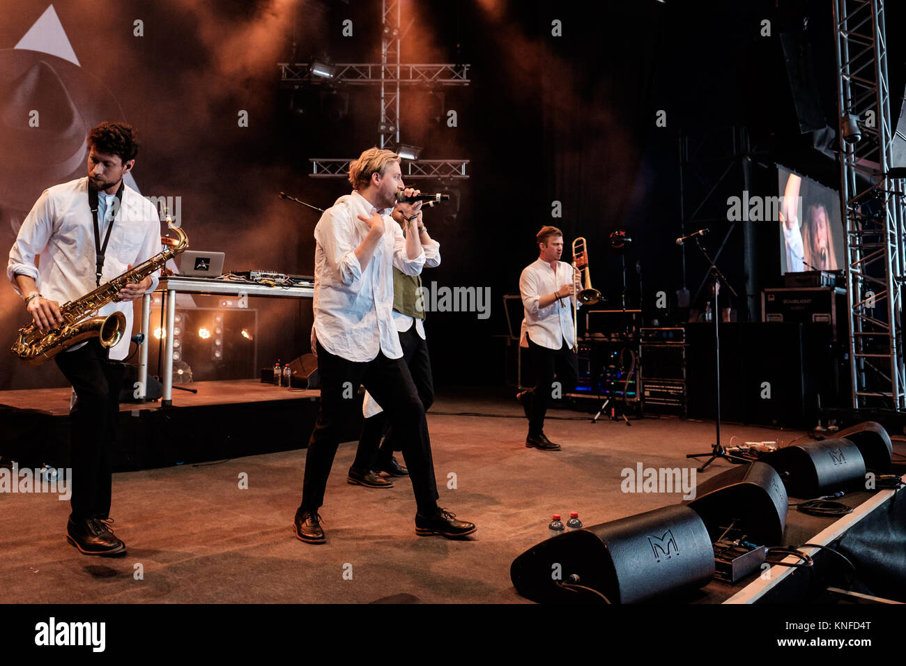 The Swedish band Movits performs a live concert at Swiss music festival ...