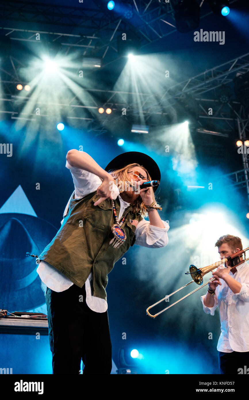 The Swedish band Movits performs a live concert at Swiss music festival ...
