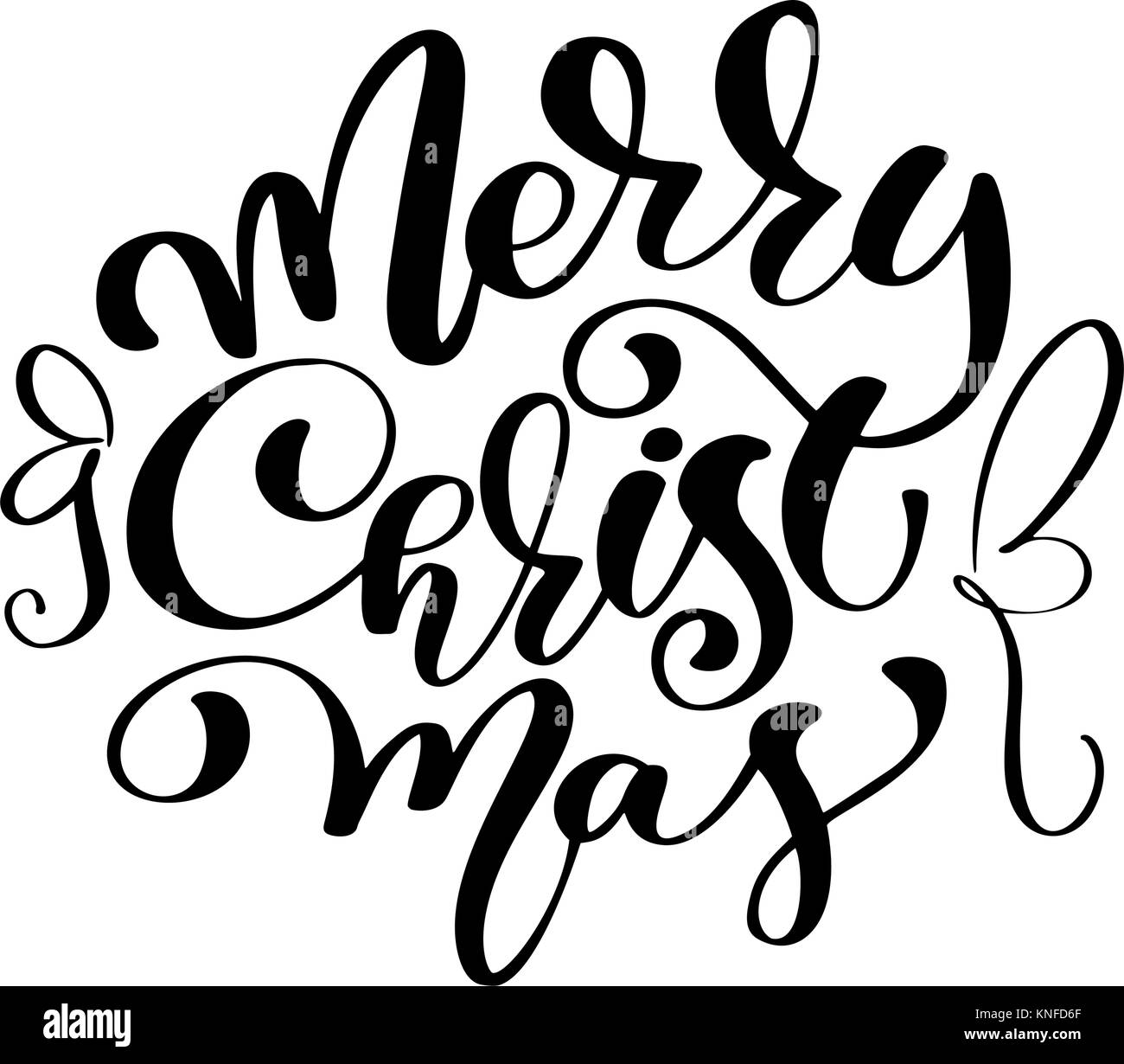 text Merry Christmas hand written calligraphy lettering. handmade ...