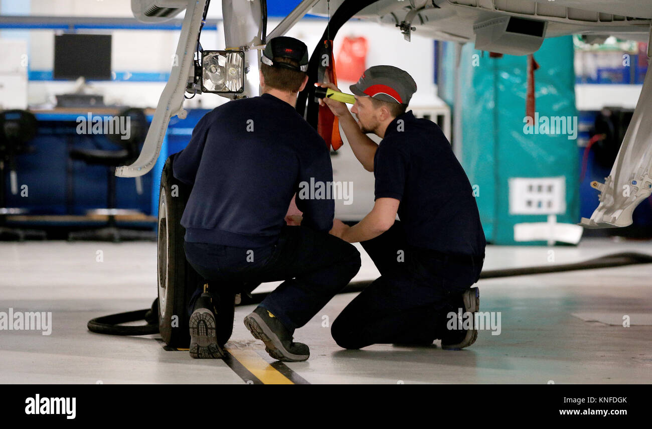 Staff assemble a Eurofighter Typhoon aircraft at BAE Warton in ...