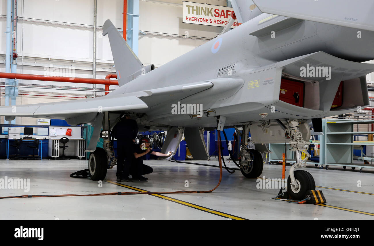 Staff assemble a Eurofighter Typhoon aircraft at BAE Warton in ...
