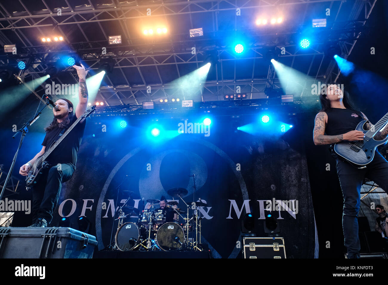 The American metalcore band Of Mice and Men performs a live concert at ...