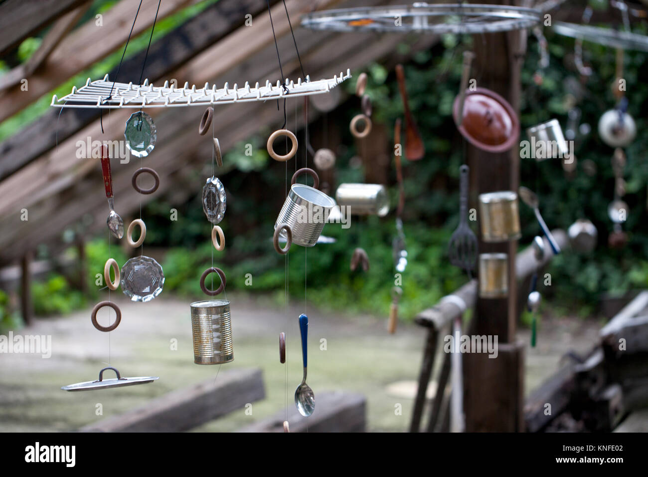 recycled wind chimes Stock Photo - Alamy