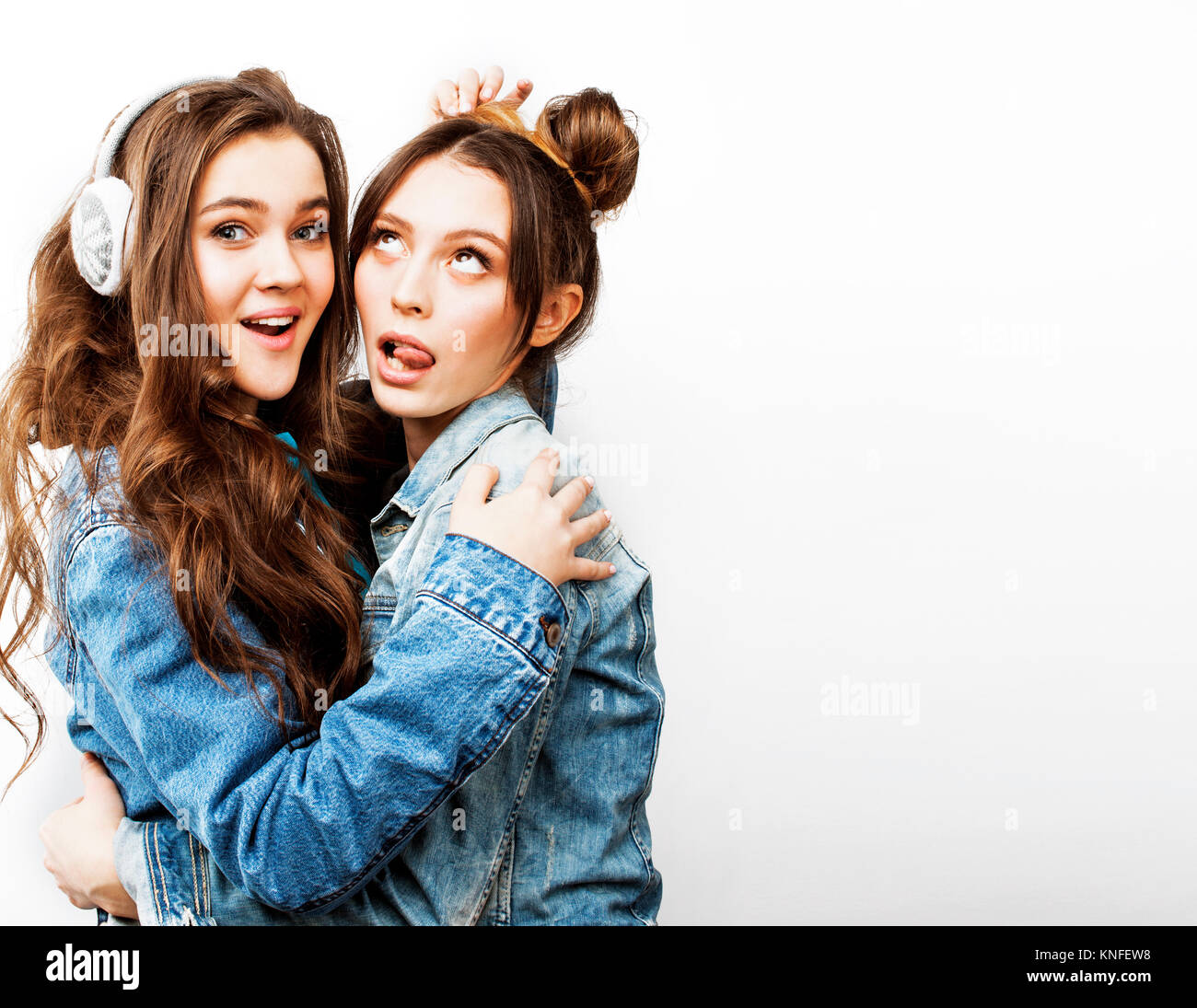 best friends teenage girls together having fun, posing emotional on ...