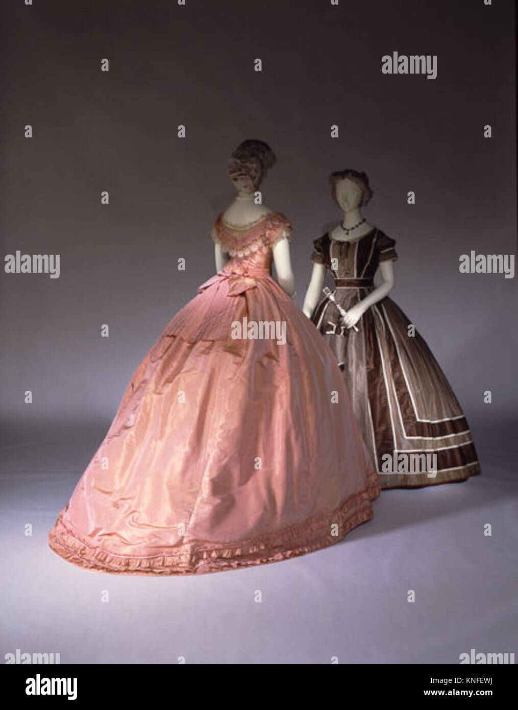 This historical dress demonstrates period fashion, intricate design ...