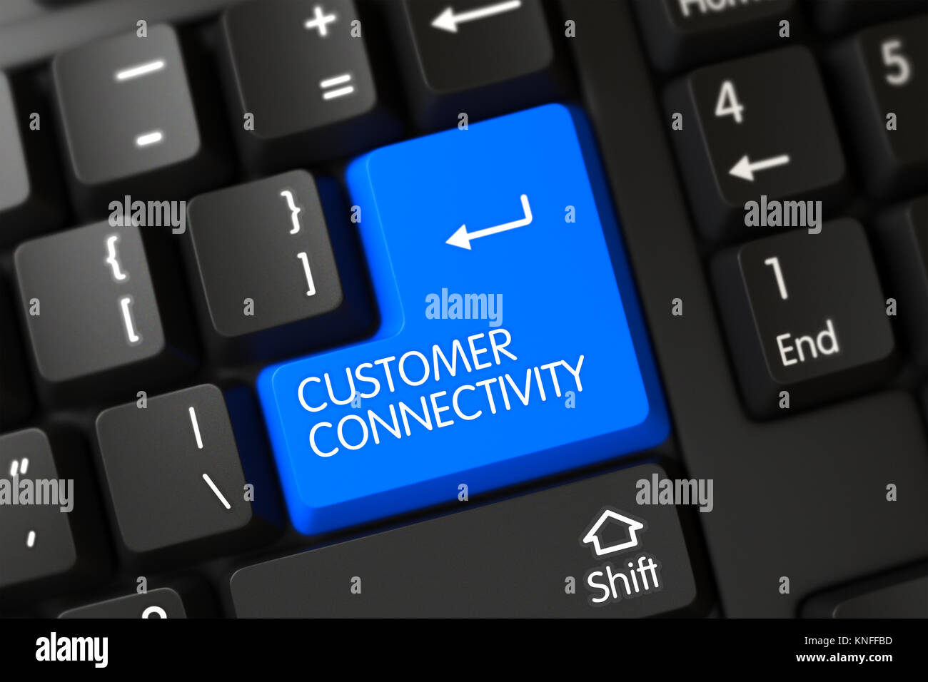 Customer Connectivity CloseUp of Blue Keyboard Keypad. 3D Stock Photo ...